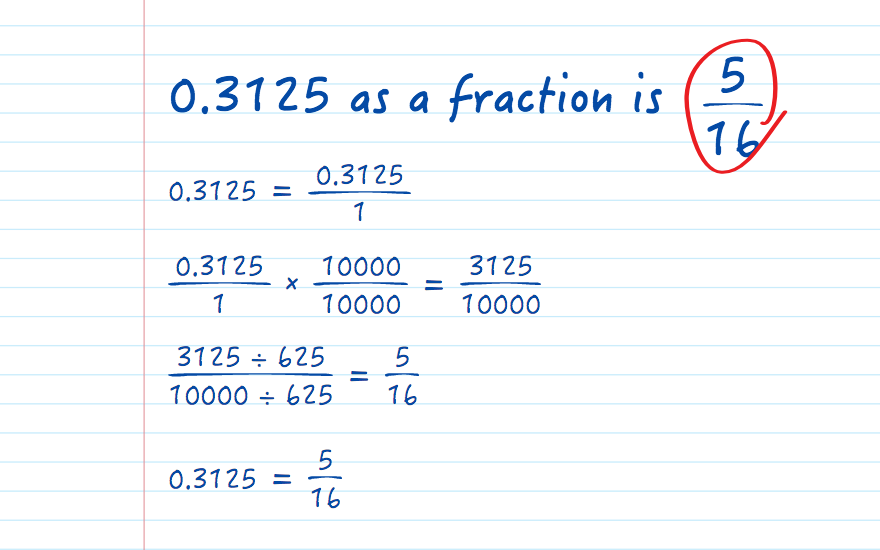 0 3125 As A Fraction Decimal To Fraction